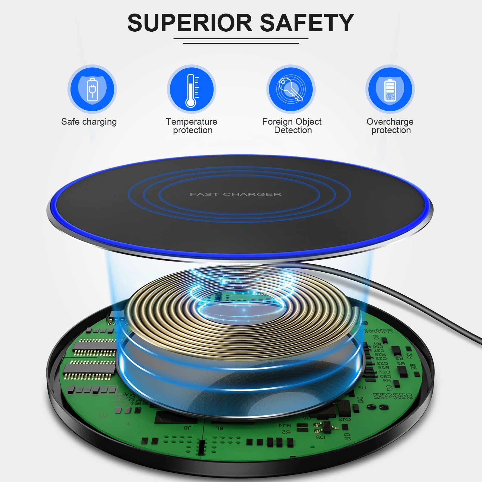 Fast Wireless Charger (Pad), 10W Max Wireless Charging Compatible with iPhone 14/14 Plus/14 Pro/14 Pro Max/13/12/SE/11/X/XR/8, AirPods/AirPods Pro, Google Nexus 4/Huawei/LG/Samsung(No AC Adapter)