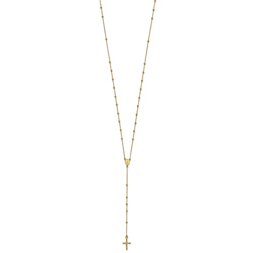 Diamond2Deal Gift for Mothers Day 14k Yellow Gold Polished Rosary 24 inch Necklace