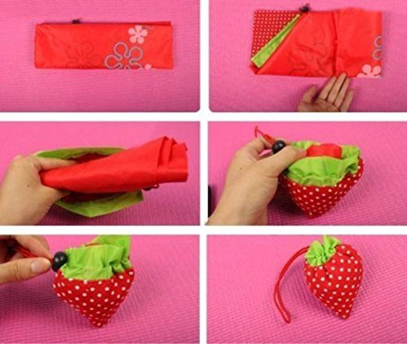 Garden Of Arts Stylish Beautiful Strawberry Eco-Friendly Nylon-Folding Shopping Bag