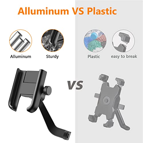 UBeesize Motorcycle Rearview Mirror Phone Mount, Cell Phone Holder for Motor Full Aluminum Alloy Universal Smartphone Holder Mount【Φ10mm】 for iPhone, Galaxy, Google Holds Phones Width Up to 3.7”