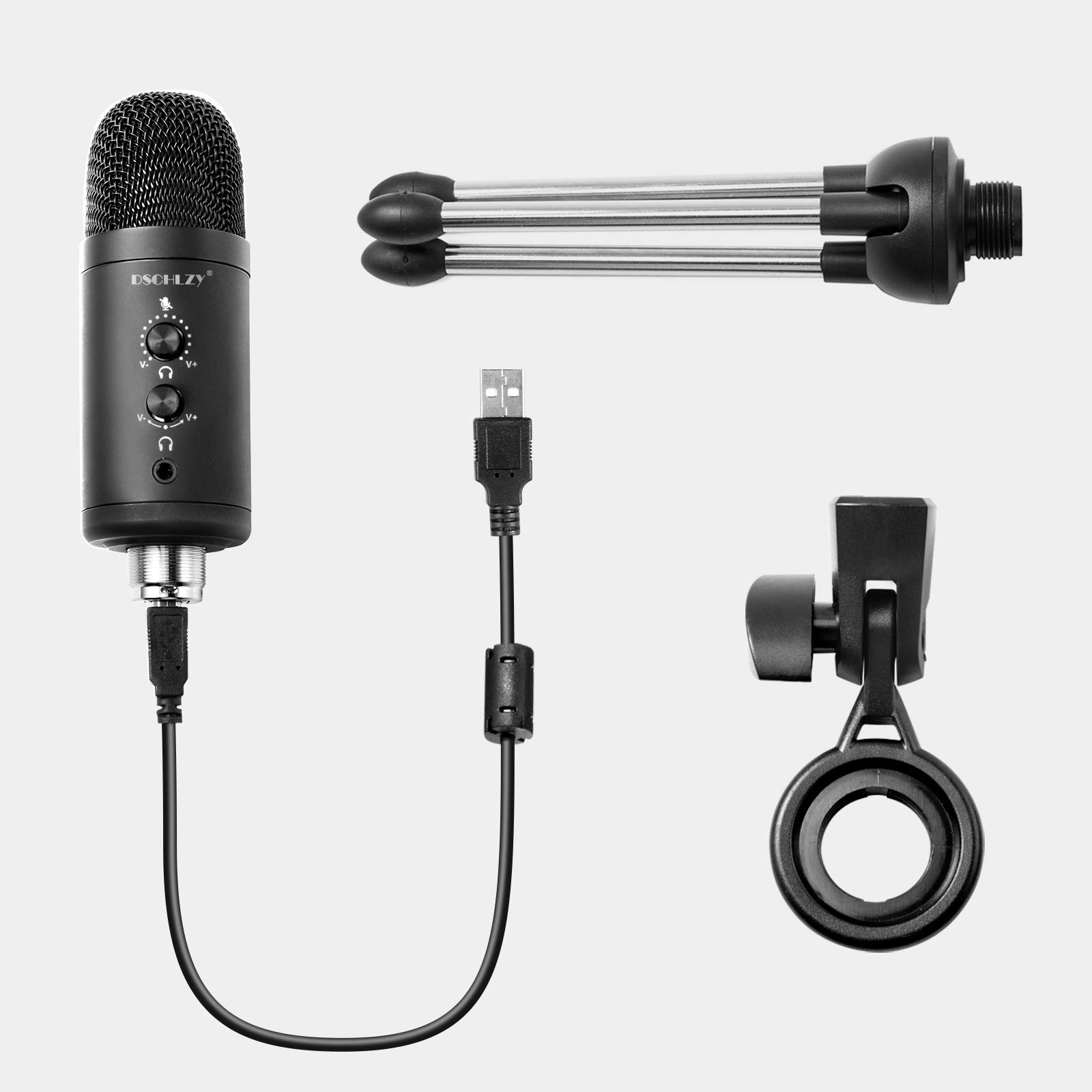 FONSAWA USB Condenser Microphone Podcast PC Microphone: Vocal Recording Streaming Mic Studio Professional Zero Latency Monitoring Kit for Singing Skype Gaming Voice YouTube with Tripod Stand
