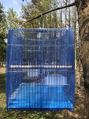 Lemengtree Bird Cage Cover Universal Birdcage Seed Catcher Guard Net Cover, Parrot Nylon Mesh Net Cover, Airy Gauze Birdcage Accessories Mesh Net Cover for Round Square Cages (Blue-Mesh Net Cover)
