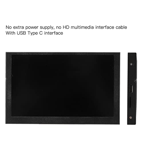 IPS Secondary Screen, ABS Eye Protection Simple Connection Multi Theme USB Monitor 360 Degree Rotation Brightness Stepless Adjustment for Mini Chassis(Black)