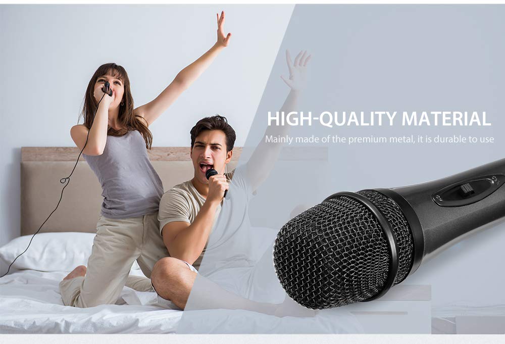 Dynamic Karaoke Microphone with Long Wire 16.4 Ft XLR Cable, Metal Handheld Mic Compatible with Karaoke Machine Speaker Amp Mixer for Karaoke Singing, Speech, Wedding, Stage and Outdoor