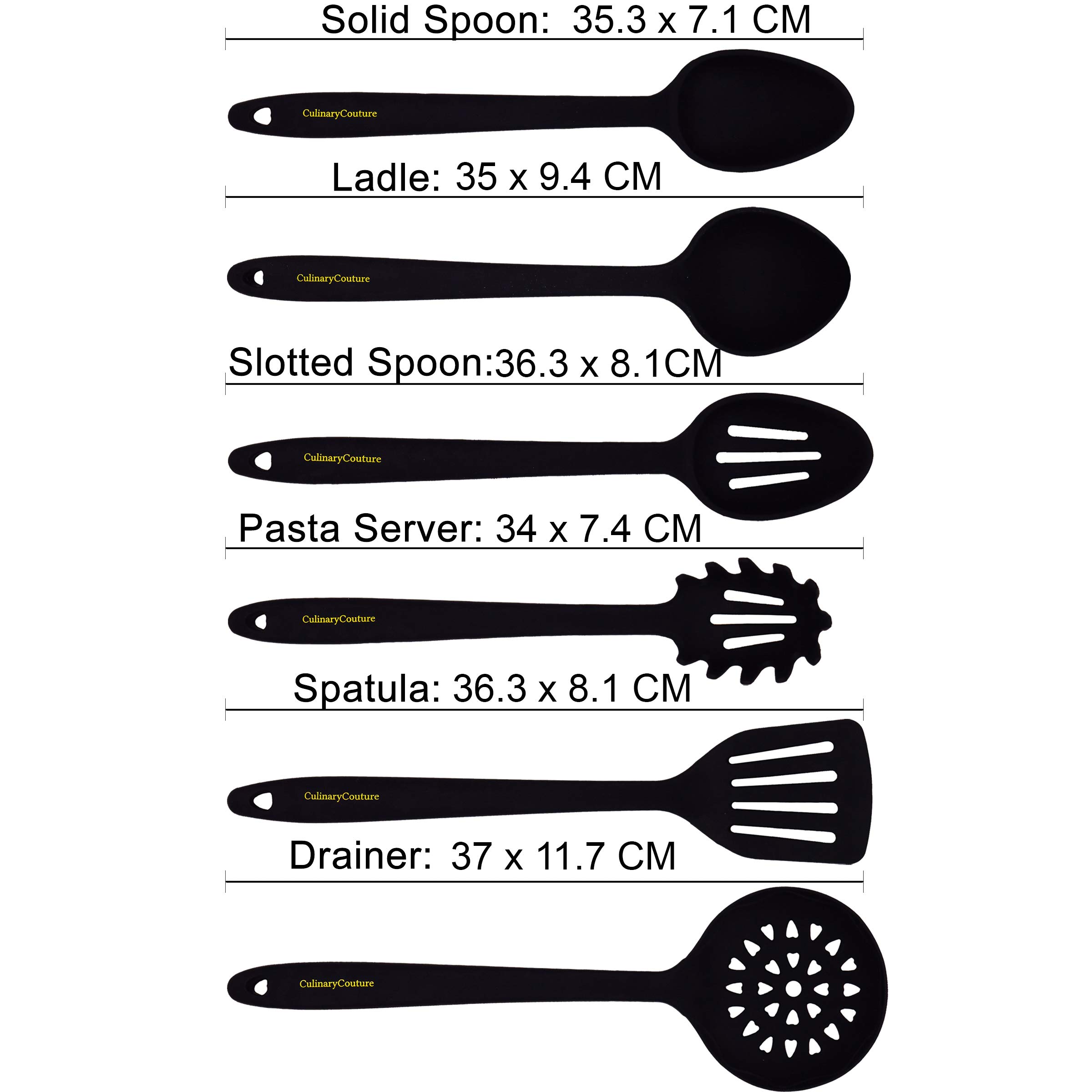 Culinary Couture Red Silicone Cooking Utensils Set of 6, Non-Stick Heat-Resistant Silicone Kitchen Utensils Set with Steel Inner Core