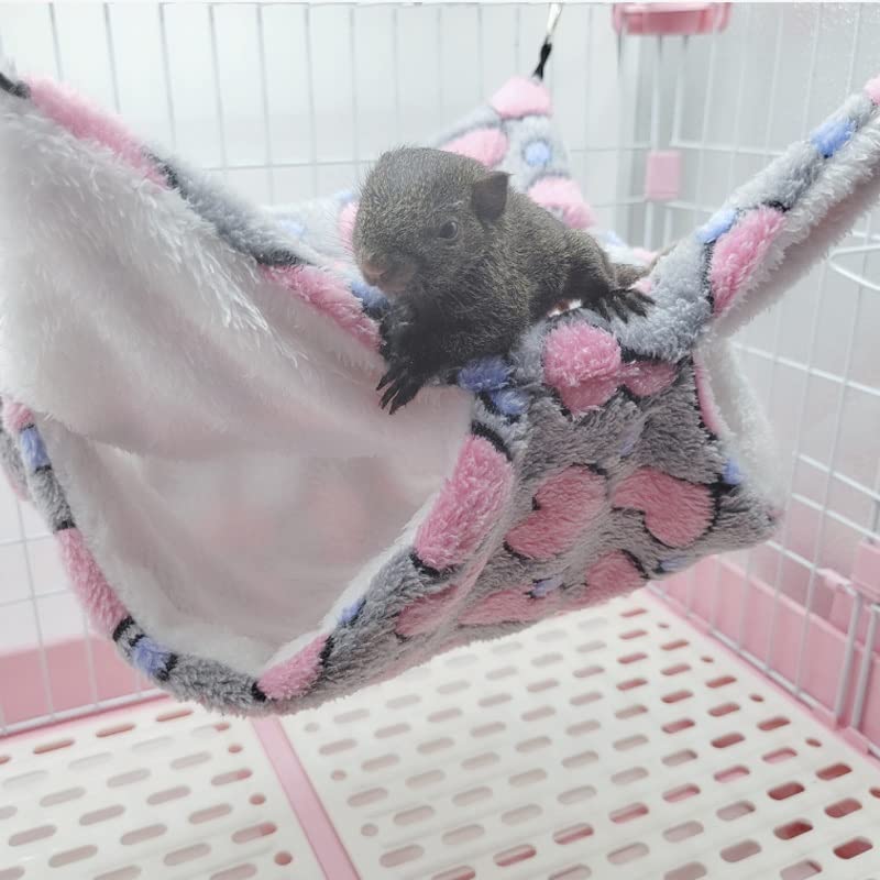WODMB Small Pet Hammock Hanging Beds Cage Small Animal Hammock Comfortable Double-Layer Plush Cotton Hanging Cage (Color : A, Size : S Code)
