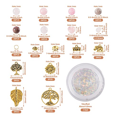 Mega Pet Gemstone Bracelet Making Kit Natural Gemstone Beads with Alloy Beads Alloy Pendants Jump Rings Elastic Thread for DIY Bracelet Jewelry Making