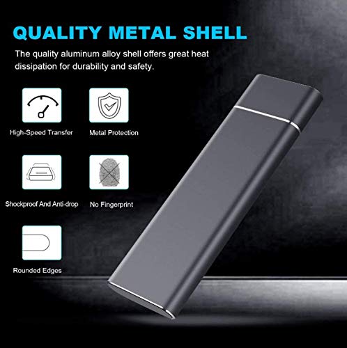 External Hard Drive 4TB,Portable External Hard Drive 4TB Portable Hard Drive High Speed USB 3.1 Hard Drive Shockproof External HDD for Mac, PC, Laptop(4TB Black)