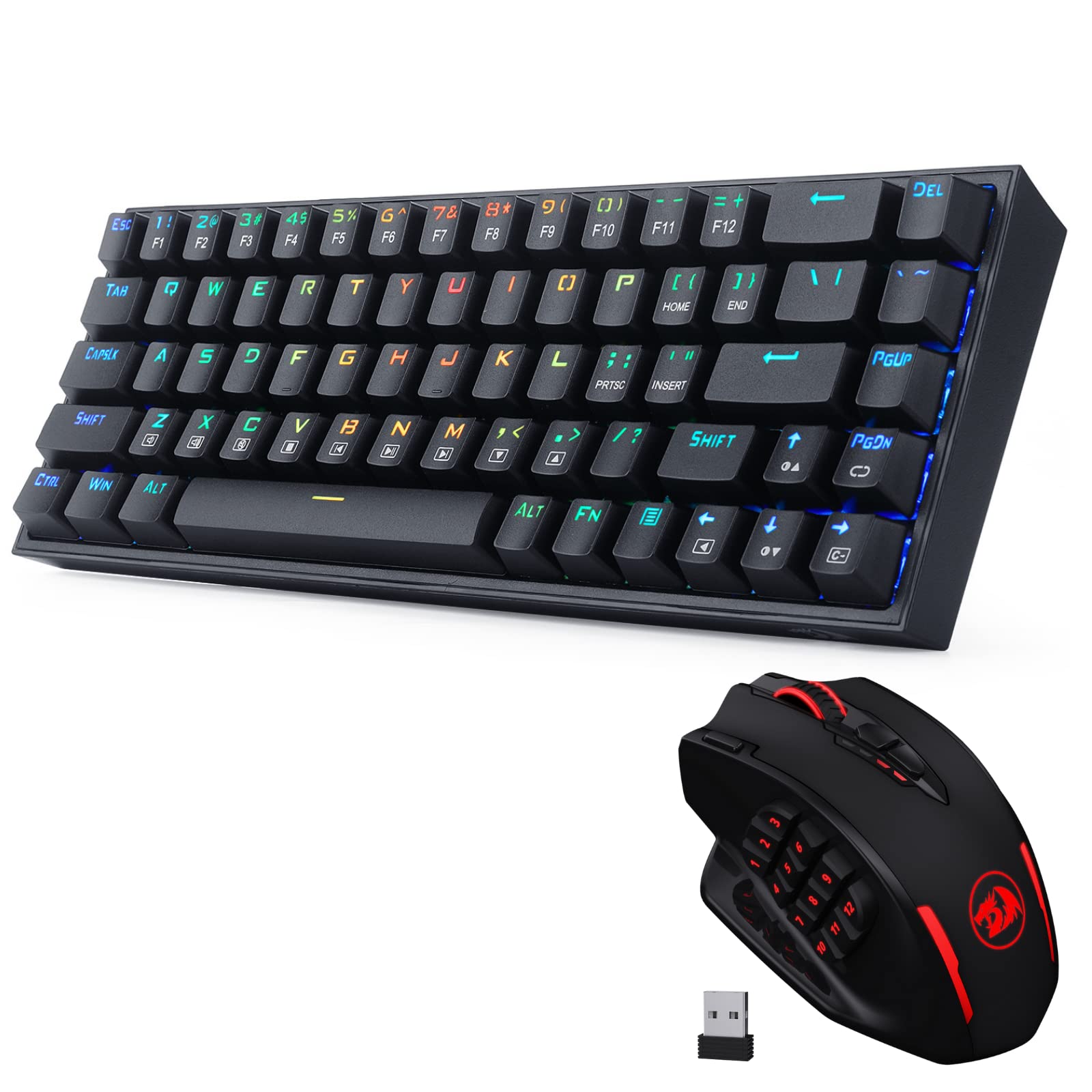 Redragon M913 Impact Elite Wireless Mouse & K631 Castor 65% Wired RGB Gaming Keyboard Bundle