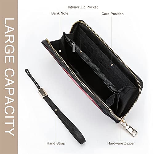 FunnyStar Big Monkey Orangotan Face Women's Long RFID Hand Wallet Wristlet Clutch Purse PU Leather Handbag with Wrist Strap