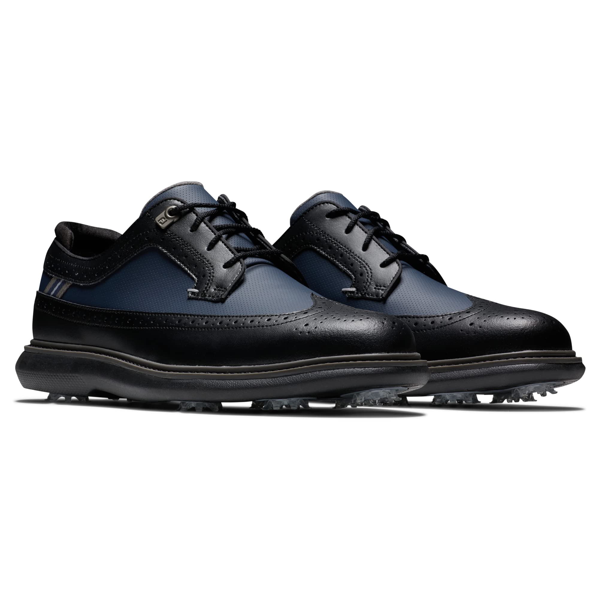 FootJoy Men's Traditions-Shield Tip Previous Season Style Golf Shoe, Black/Navy, 10.5 Wide