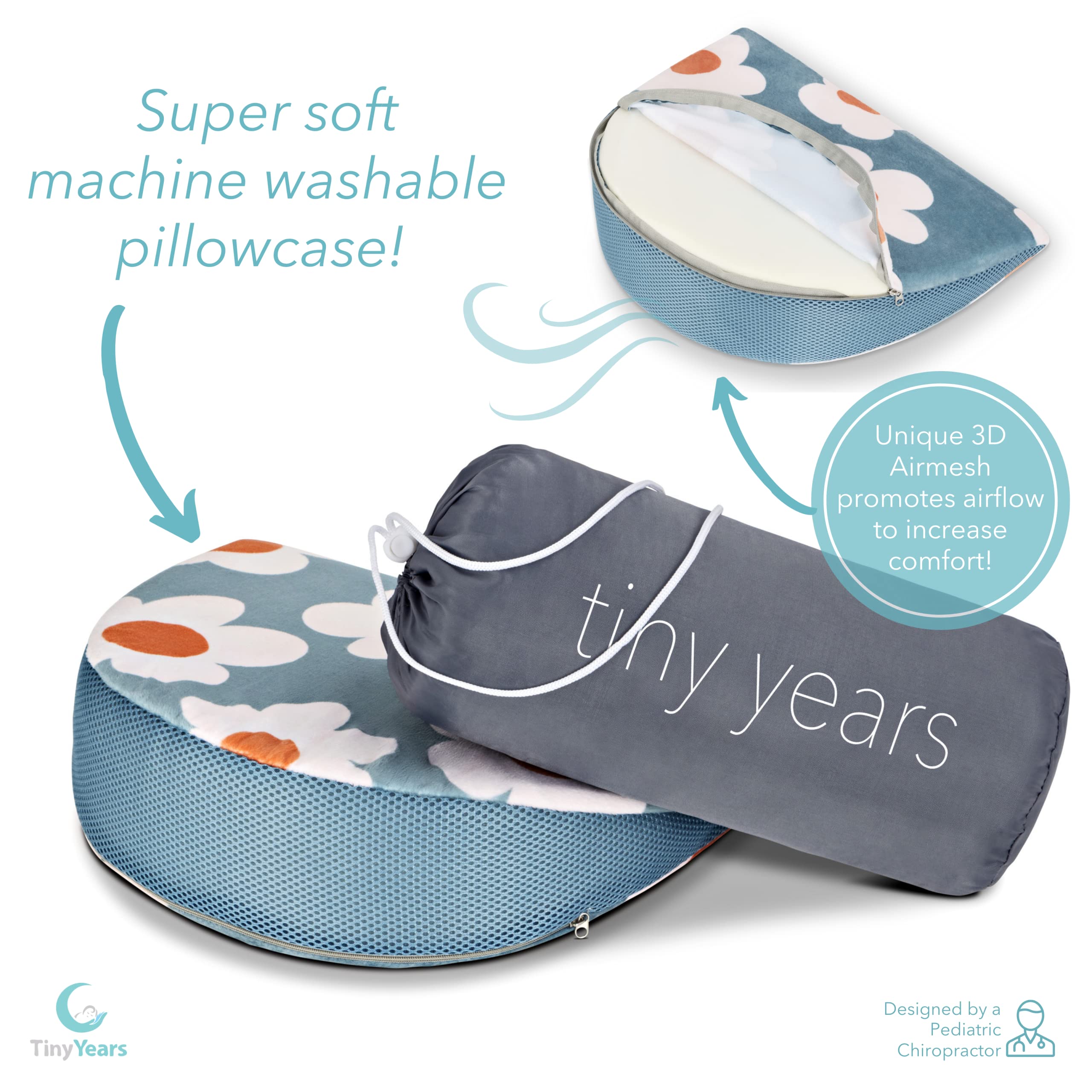 TinyYears Pregnancy Wedge Pillows for Sleeping | Breathable Maternity Wedge Pillow | Memory Foam Pregnancy Pillow | Side Sleeper Pregnancy Belly Support Pillow | Provides Support While Side Sleeping