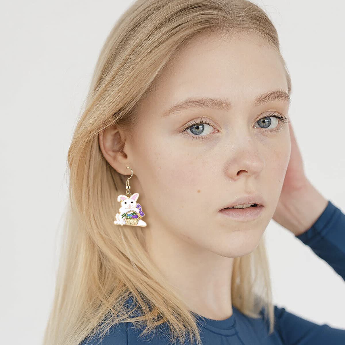 Easter Earrings for Women Enamel Colorful Bunny Egg Drop Dangle Earrings Cute Stylish Spring Earrings (9pcs easter dangle)