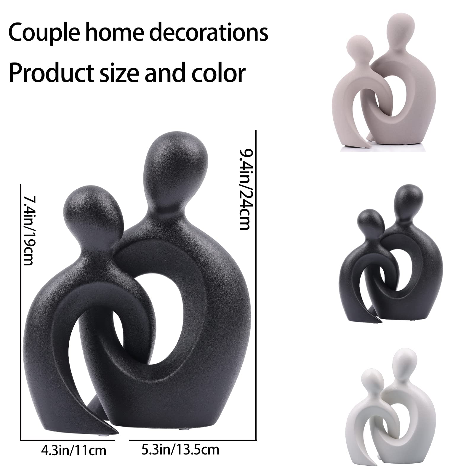 DOVDOV Ceramic Couple Statue, Modern Home Decor Statue, White Home Decor, Romantic Snuggle Abstract Couple Art Sculpture, Living Room Office Bookshelf Bedroom Decorations, (A)