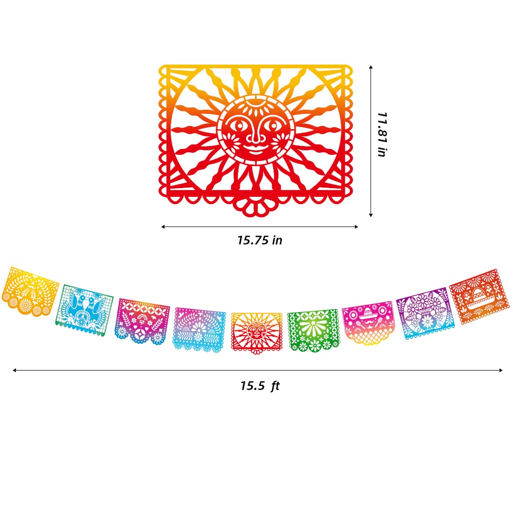 EFOT Mexican Party Banners, Papel Picado Banner - Cinco de Mayo, Fiesta Party Decorations, Dia De Los Muertos Decor, Day of The Dead Decorations, 5 Packs 82 Ft Long