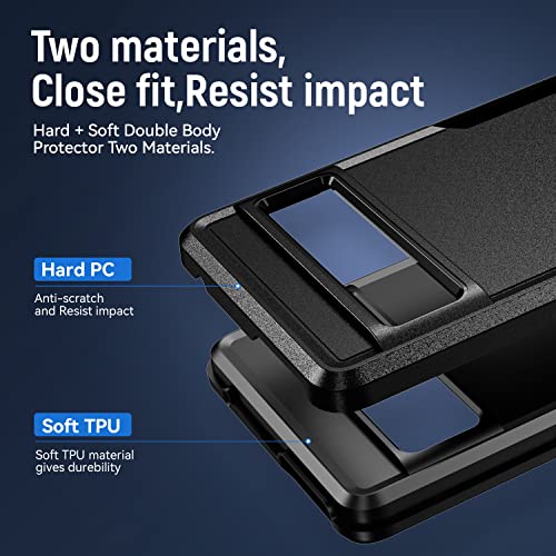 Niecase for Google Pixel 7 Pro 5G Case with Screen Protector & Camera Lens Protector, Heavy Duty Shockproof Protective Phone Cover, Built in 360° Rotatable Magnetic Ring Holder for 7 Pro (Black)