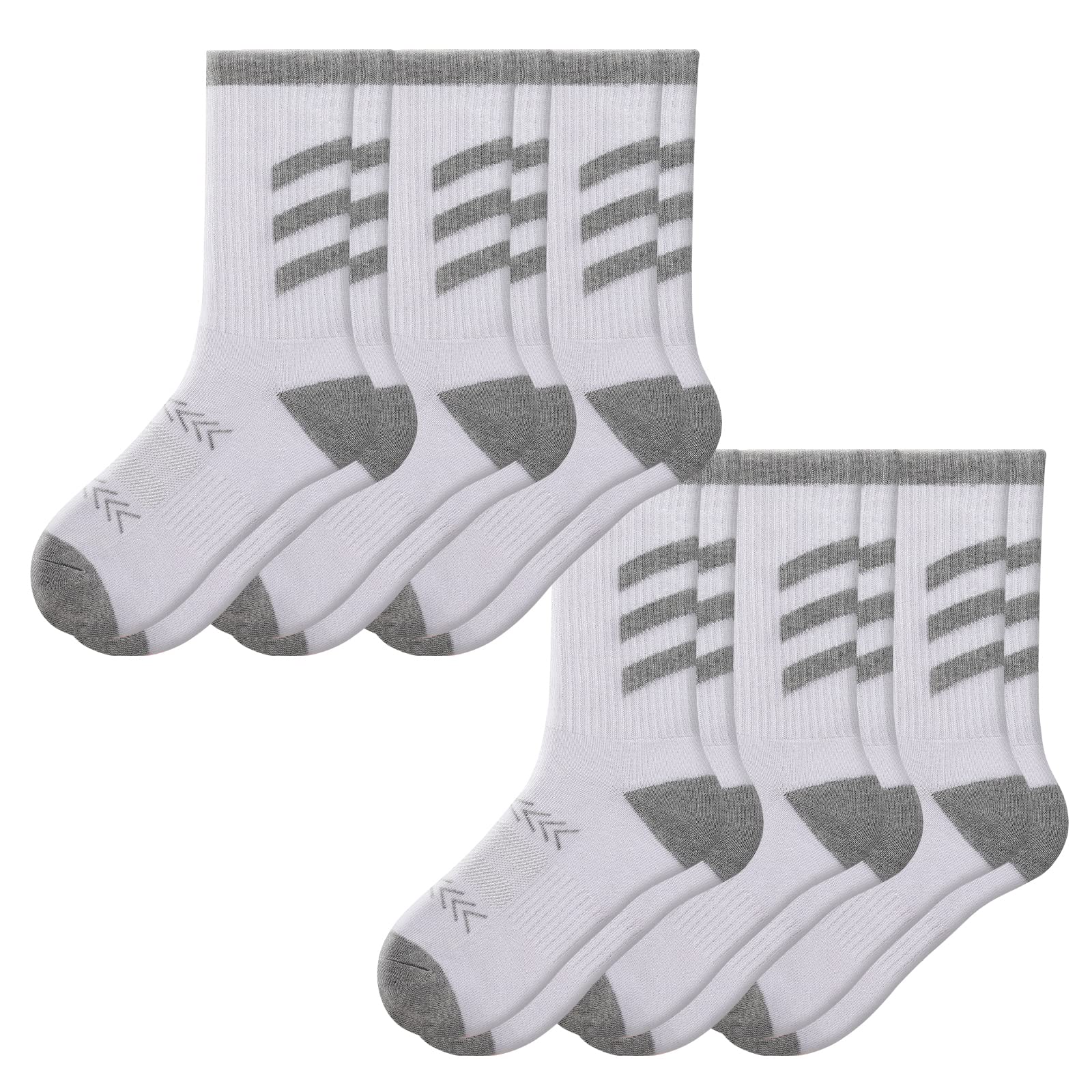 eallco Mens Crew Socks Athletic Calf Socks Work Running Long Sock With Cushioned Sole 6 Pairs