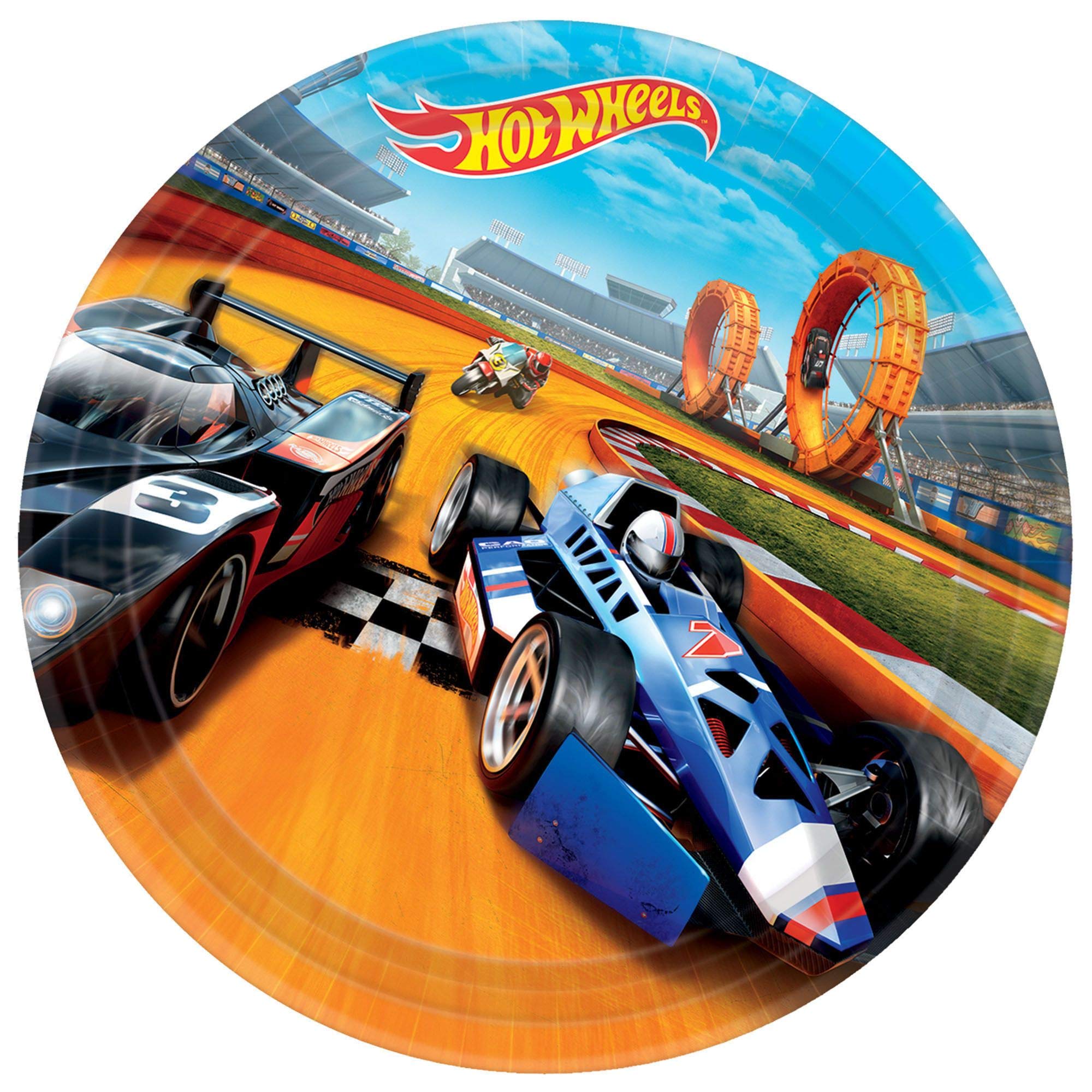 CV Party Bundles Hot Wheels Wild Racer - Napkins, Plates, Tablecover, Happy Birthday Party Bundle for 16 People - Includes 1 Maze Game Activity Card by ClassicVariety