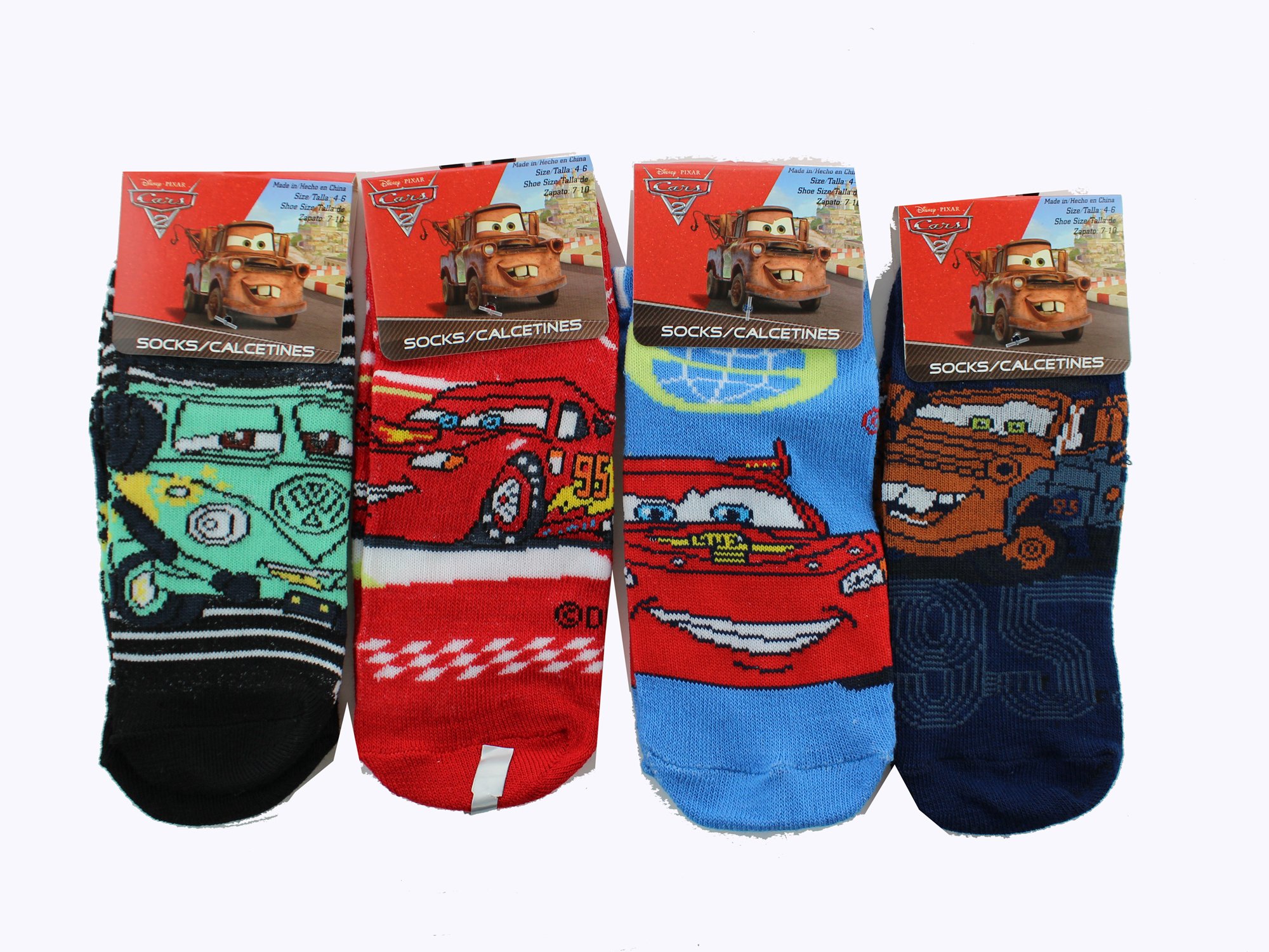 Disney Assorted Cars Socks (3 Piece Set) - Boys Low Cut Socks (Size 4-6)