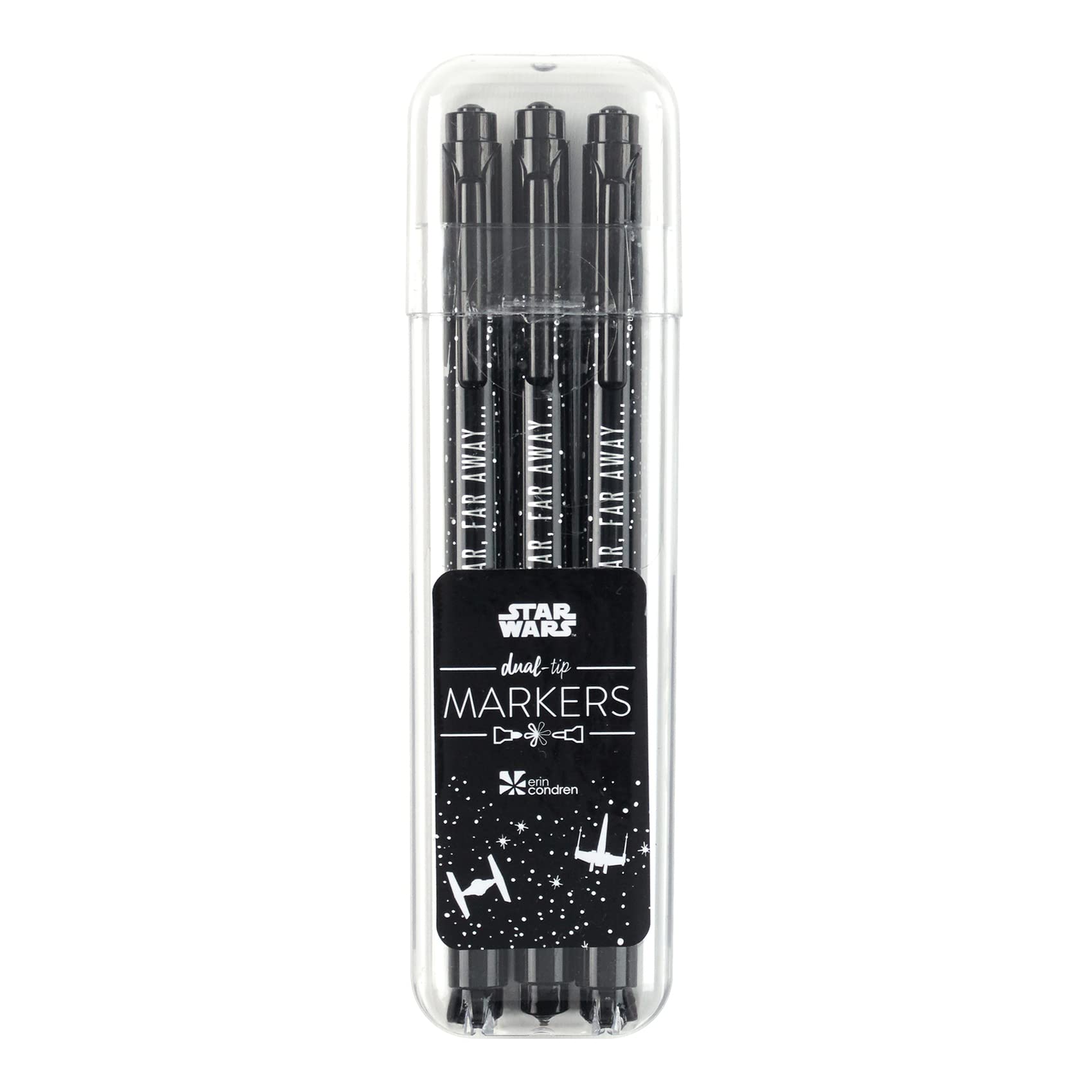 Erin Condren 3-Pack Dual-Tip Marker Set - All Black Ink. Star Wars Collection. Fine Tip and Medium Tip. Writing and Drawing Markers For Every Day Use