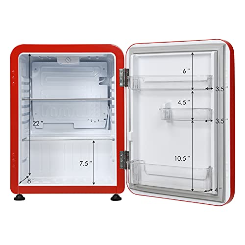 COSTWAY Compact Refrigerator, 2.4 cu ft. Single Door Small Fridge with Auto Defrost, Adjustable Temperature 32℉ to 50℉, Reversible Door, Removable Glass Shelves, Mini Fridge for Bedroom, Apartment, Red