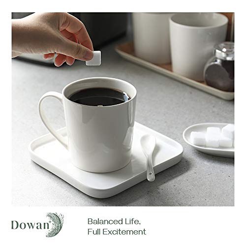 DOWAN Large Coffee Mugs Set, 18 OZ White Coffee Mug Set of 6, Ceramic Mugs with Large Handle for Coffee Tea Cocoa, Dishwasher Safe, Chip-free, DIY Paint, Ideal Gift for Morning, Party
