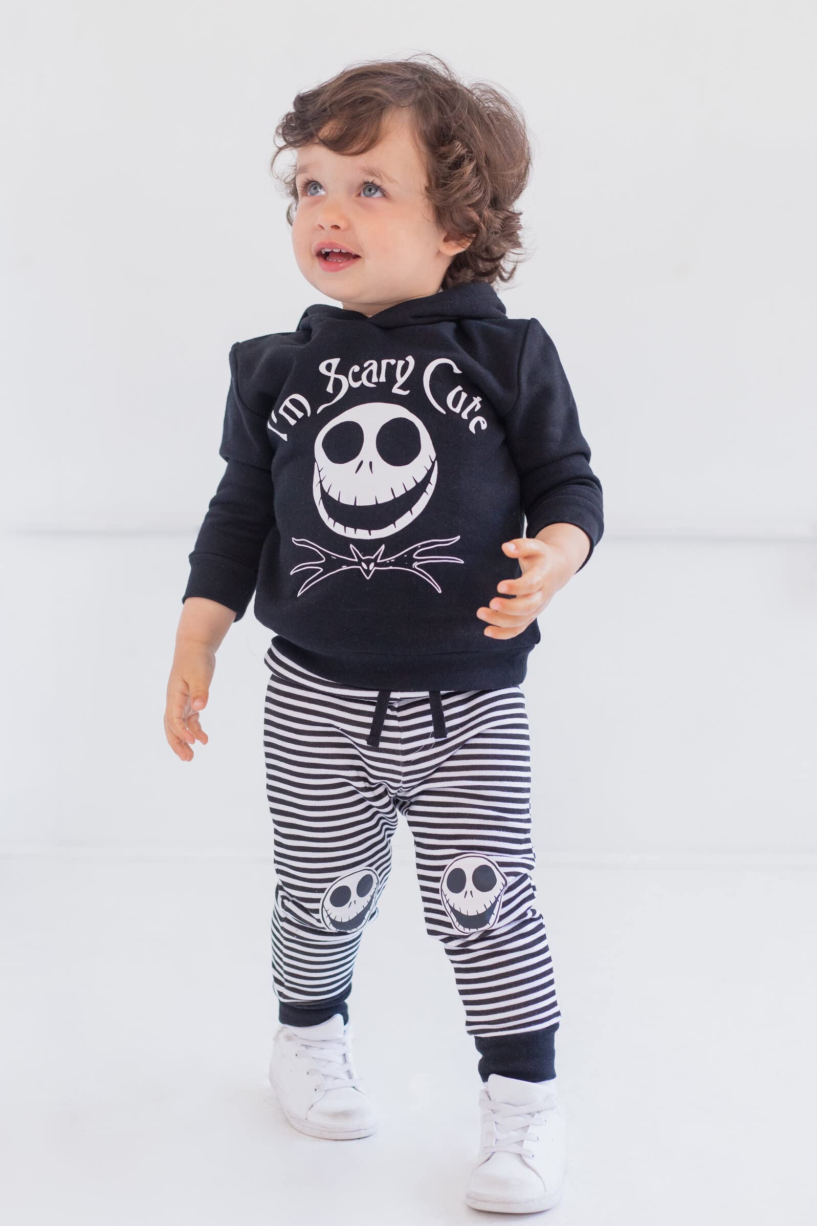 Disney Nightmare Before Christmas Jack Skellington Little Boys Hoodie and Pants Outfit Set Black 7-8