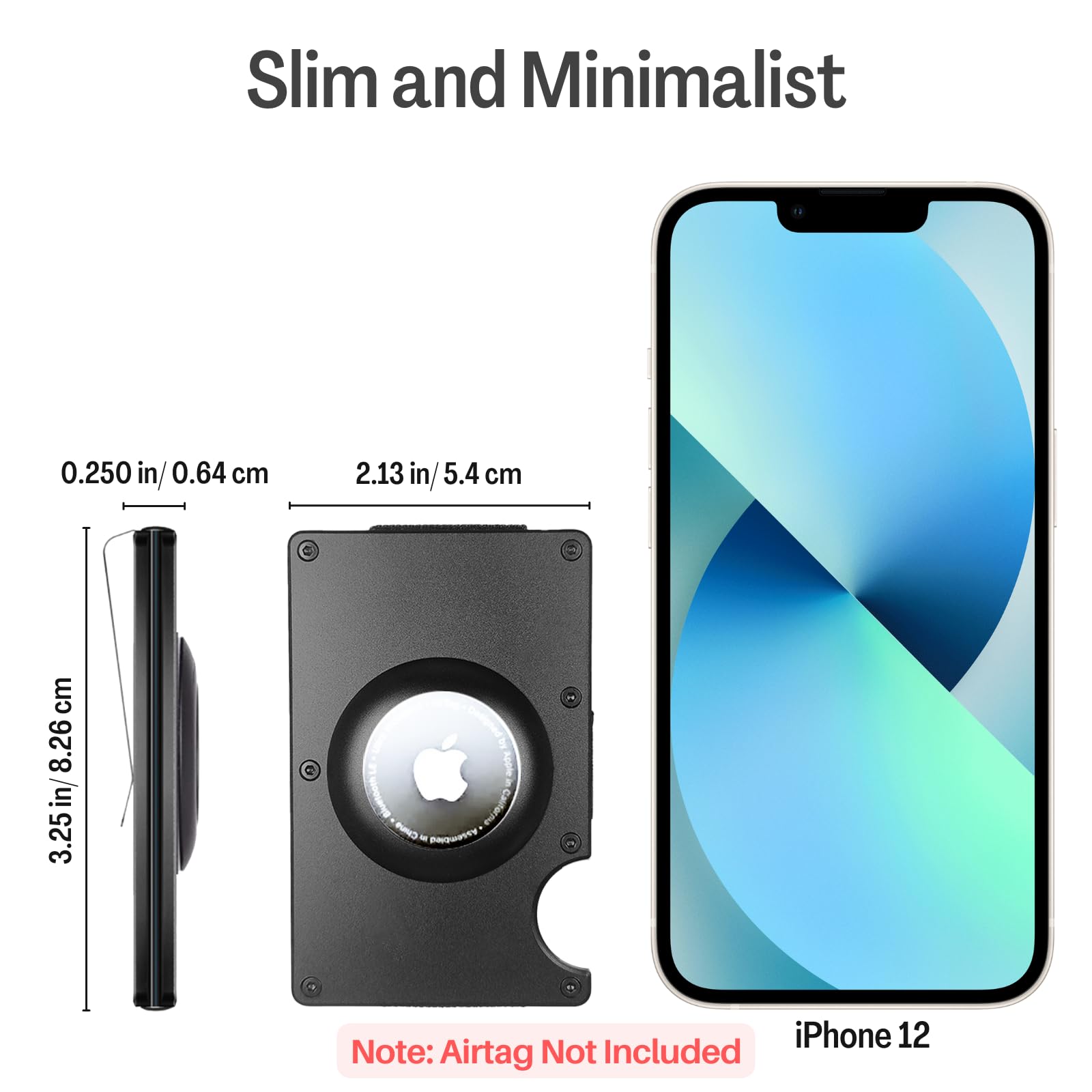 elzama AirTag Metal Wallet with Money Clip, RFID Blocking & Air Tag Keychain, Slim Card Case Holder (Apple AirTags Not Included)