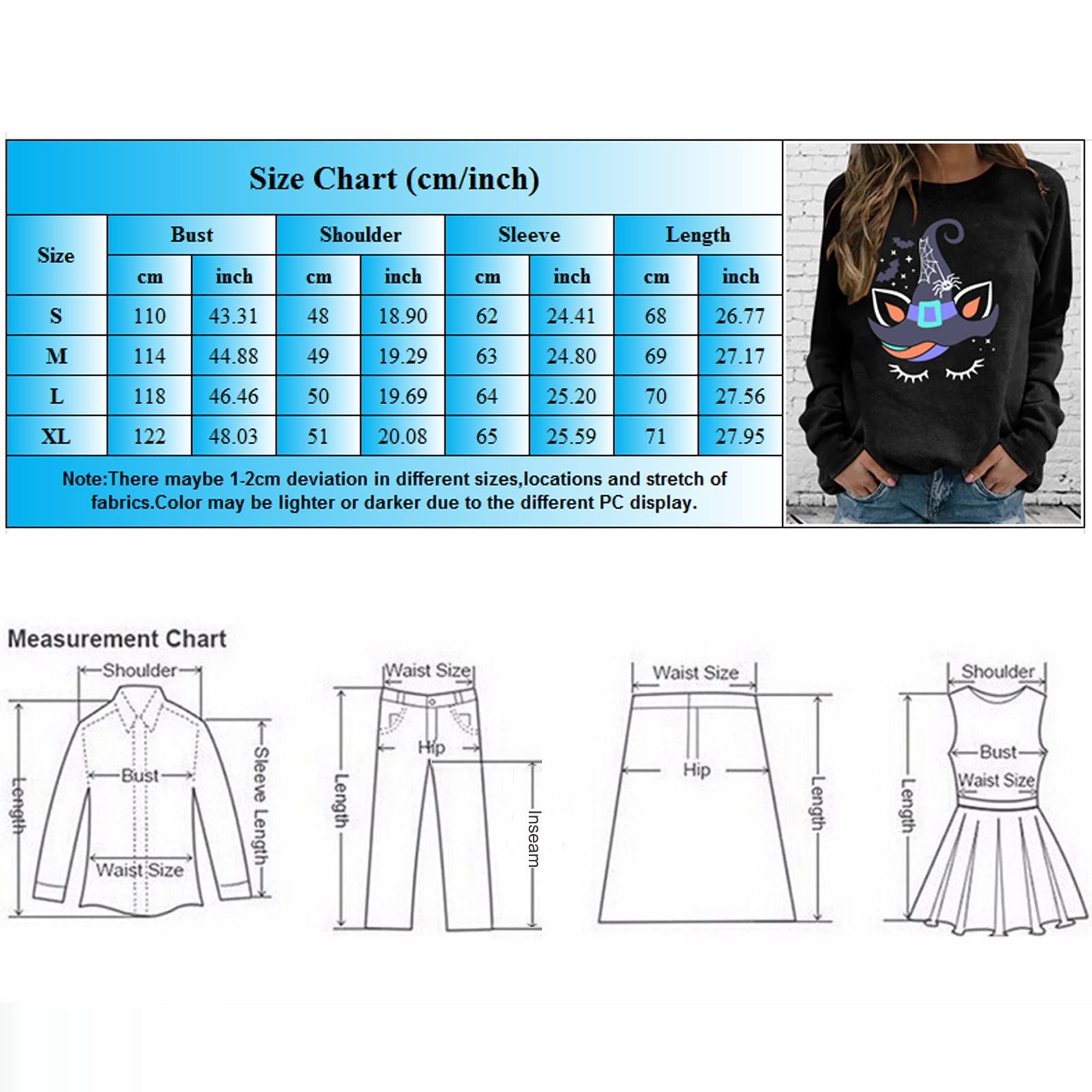 Front Botton Blouses Women Womens Sweatshirt Trendy Graphic Printed Long Sleeve Sweatshirts Crew Neck Winter Pullovers Cute Tees(Black-1,Large)