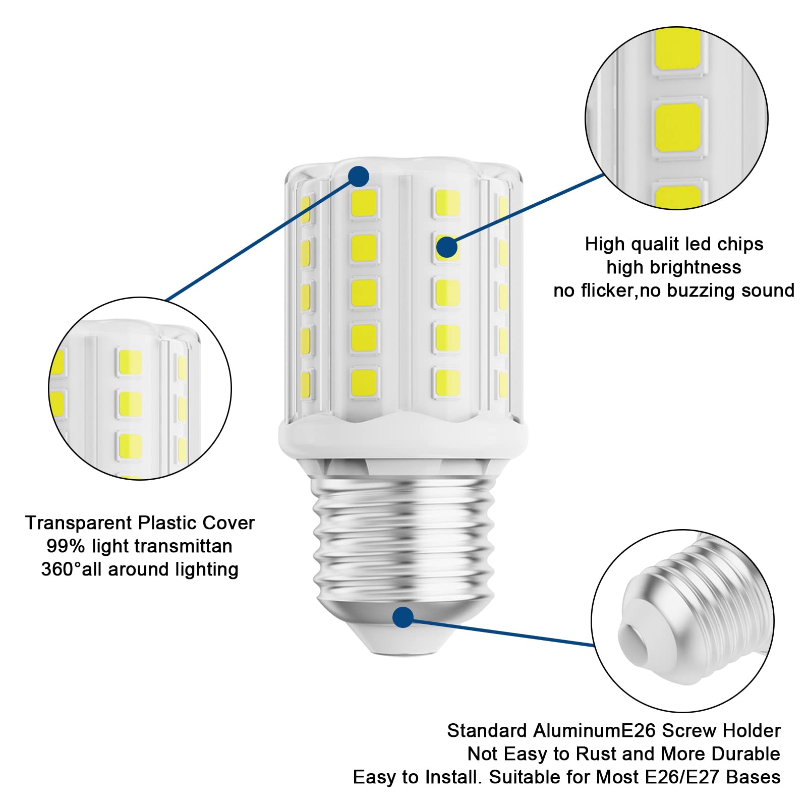 DKJWDK LED Refrigerator Light Bulb 5W 40 Watt Equivalent Freezer Light Bulbs E26 Base Fridge Light Bulb Energy Saving A15 Appliance Bulbs 120V Daylight White 6000K 600LM, 2 Pack