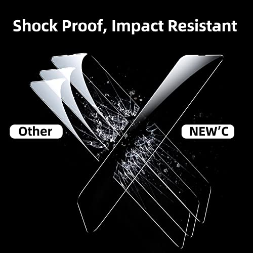 NEW'C [3 Pack] Designed for iPhone 14 Pro (6,1") Screen Protector Tempered Glass, Case Friendly Ultra Resistant