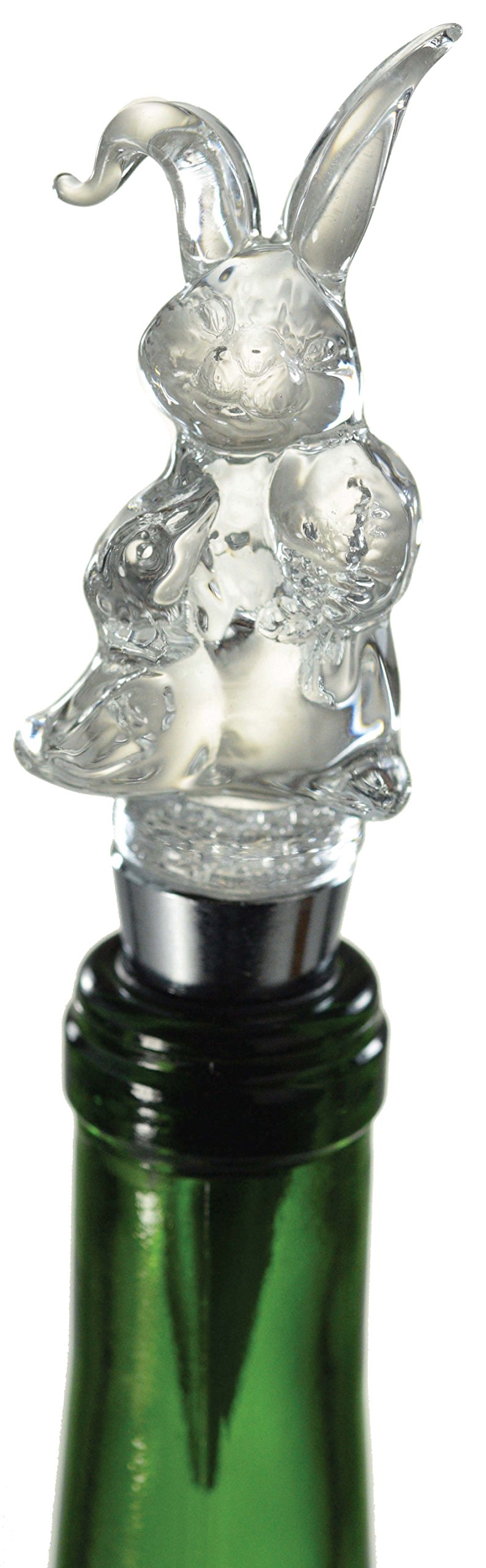 Glass Easter Bunny / Rabbit Wine Bottle Stopper - Decorative, Unique, Eye-Catching Glass Wine Stoppers – Rabbit Wine Stopper, Wine Accessories, Easter Gift for Host/Hostess - Wine Corker / Sealer
