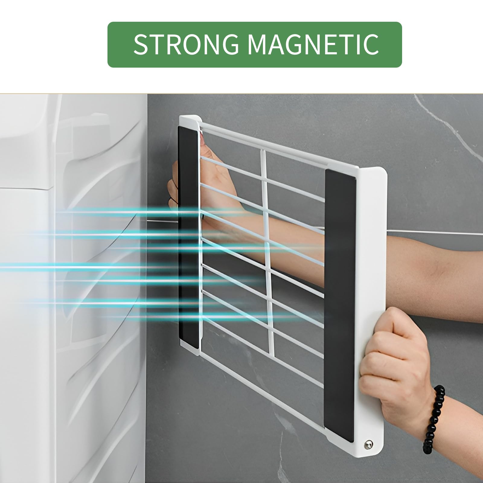 ROLIZOE Magnetic Multi-Purpose Organizer Shelf for Washing Machine Side Storage,Fridge Magnet Organizer Shelf,Towel Storage Rack for Bathroom, Laundry Room Magnetic Folding Shelf（White）