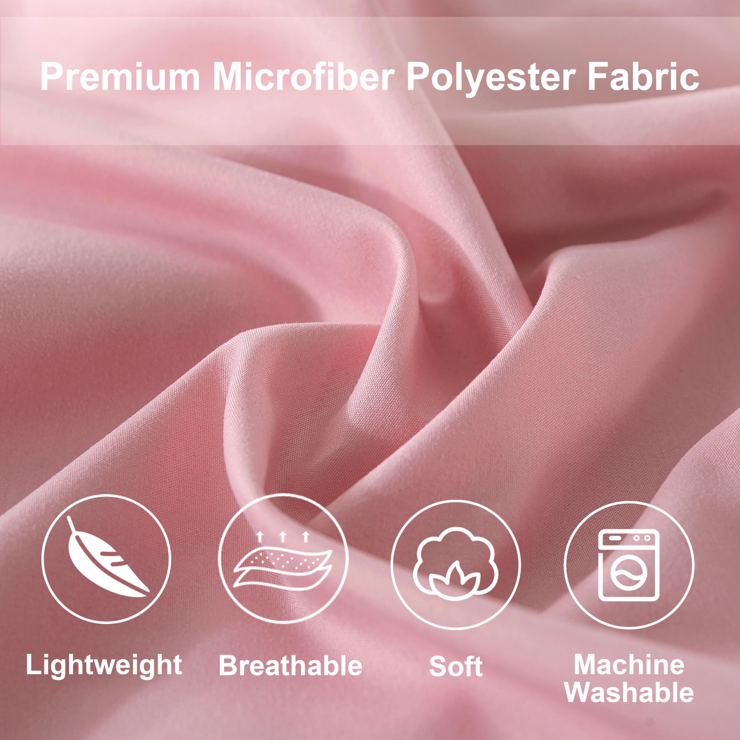 DOWNCOOL Queen Comforter Set, 7 Pieces Bedding Sets Queen Pink, All Season Down Alternative Bed in a Bag Queen with Comforter, Flat Sheet, Fitted Sheet