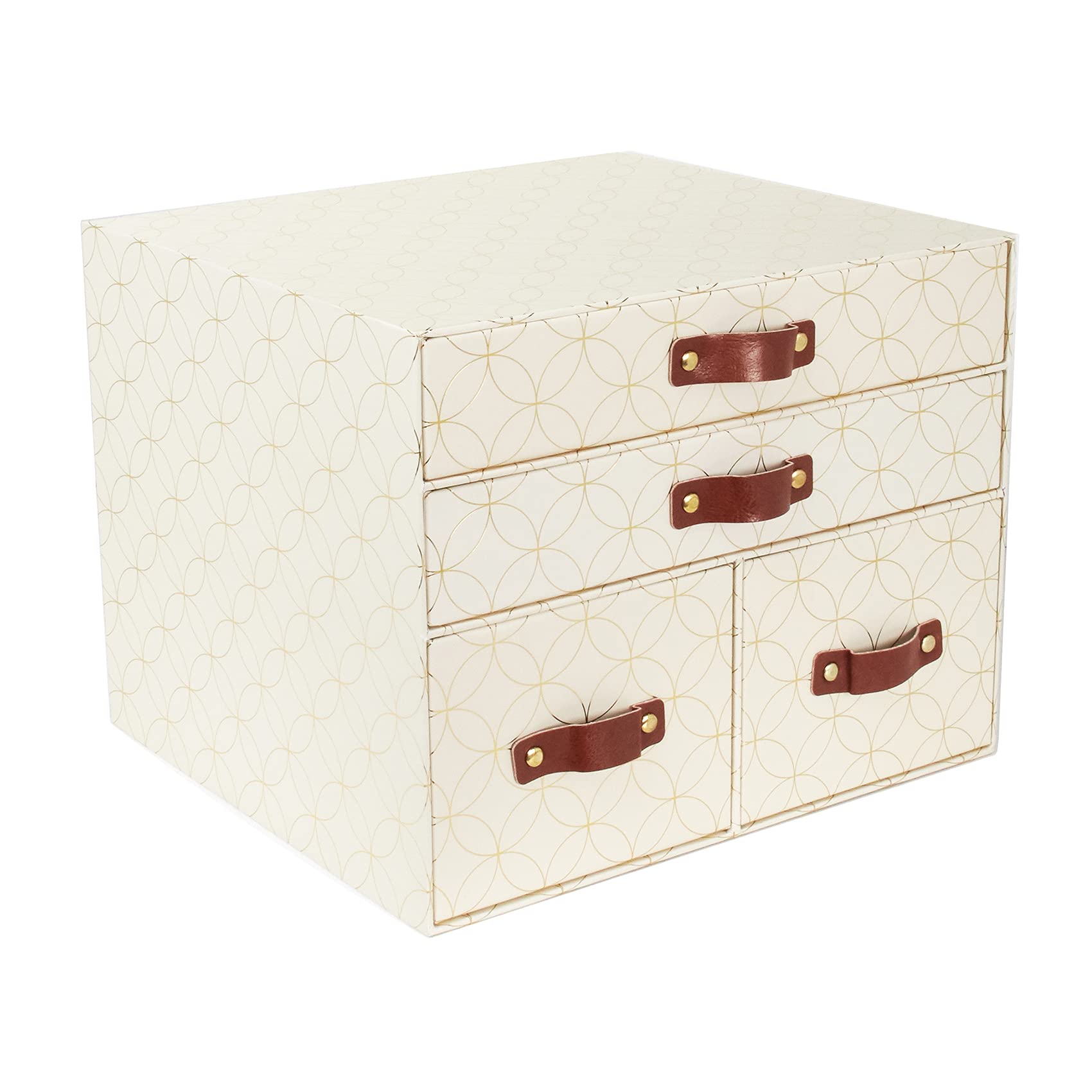 Erin Condren Desktop Drawers - Mid Century Circles. Vegan Leather Handles. Measures 11.75" x 10.5" x 9.5". Desk Organizer Great for Storing Mail, Documents, Supplies, and More