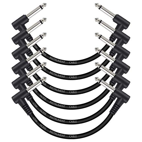 Dalonfy Guitar Effect Pedal Cables 6 Inch -1/4 Instrument Cables for Effect Pedals Right Angle Patch Cable Right Angle Pedal Cable Kit