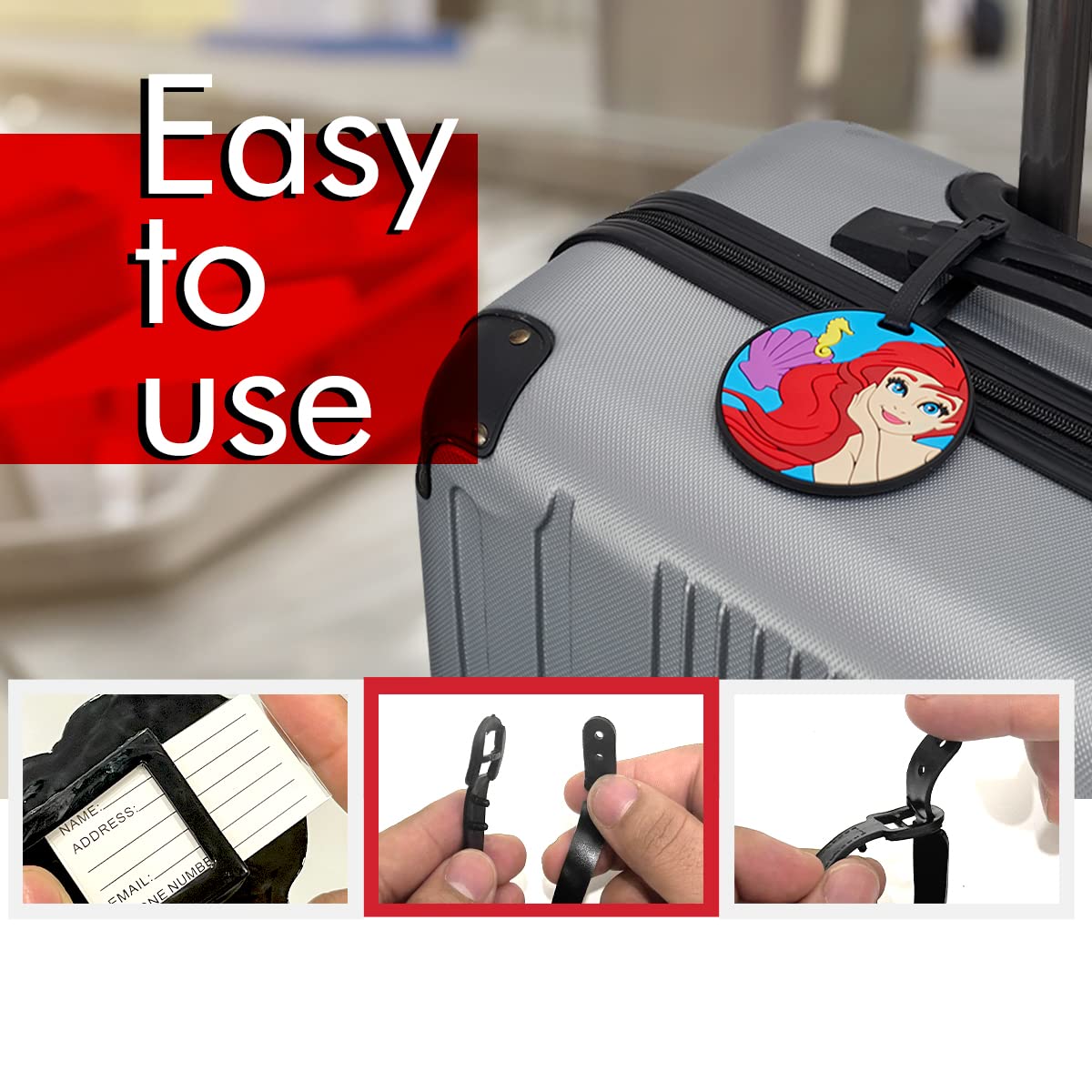 Disney Beauty & The Beast Luggage Tags 4-Piece Set - Mrs. Potts and Chip PVC Travel Tags - Disney Luggage Tag