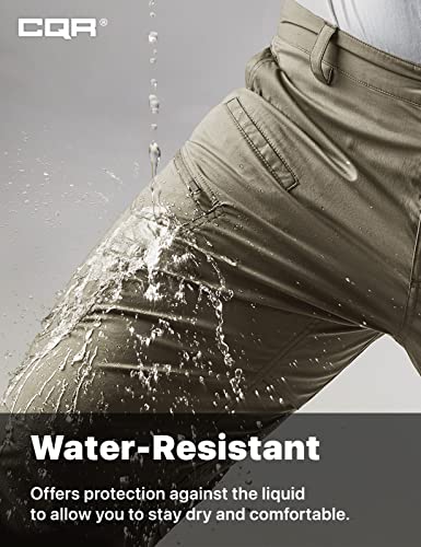 CQR Men's Cool Dry Tactical Pants, Water Resistant Outdoor Pants, Lightweight Stretch Cargo/Straight Work Hiking Pants, Runyon Cargo Tan, 32W x 34L
