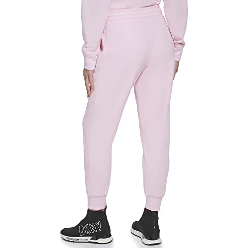 DKNY Women's Sport Metallic Stripe Logo Fleece Sweatpant, Pink Lady