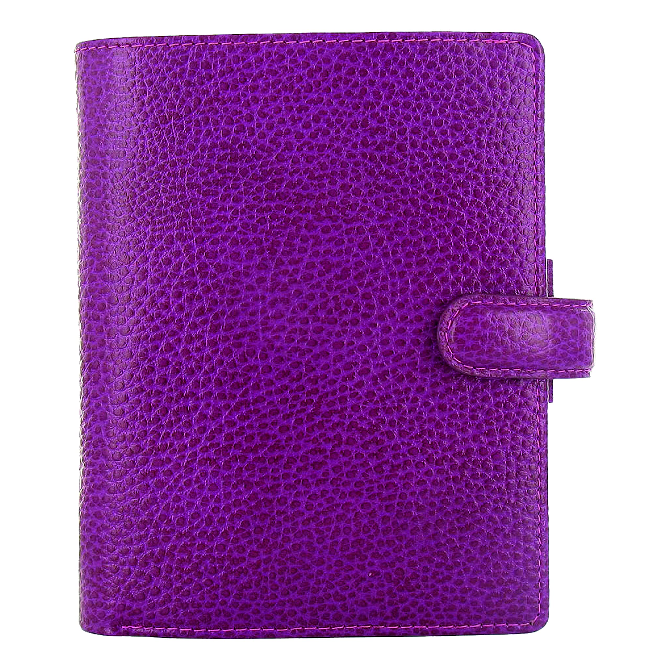 Filofax Finsbury Organizer, Pocket Size, Raspberry - Traditional Grained Leather, Six Rings, Week-to-View Calendar Diary, Multilingual, 2022 (C025342-22)