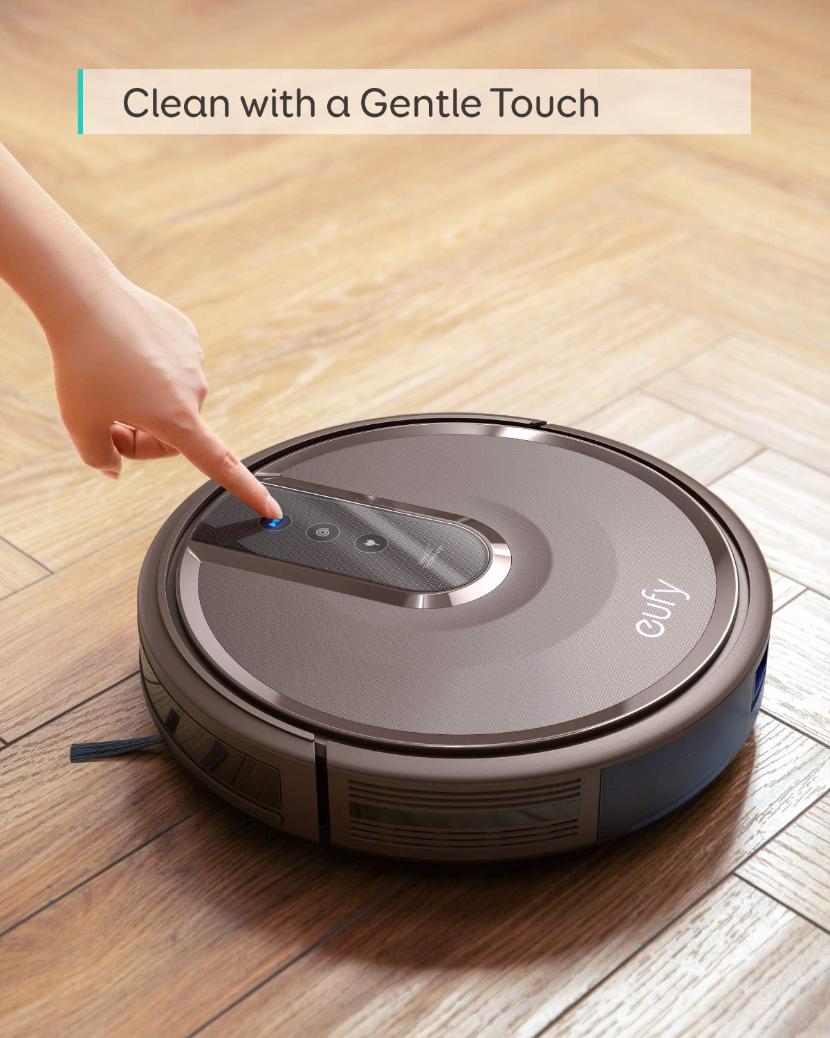 eufy BoostIQ RoboVac 15T Upgraded, Super-Thin, 1500Pa Strong Suction, Touch-Control Panel, Quiet, Self-Charging Robotic Vacuum, Cleans Hard Floors to Medium-Pile Carpets, Brown (Renewed)