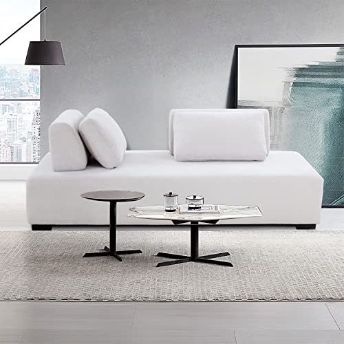 JURMALYN 85.4" Modular Sectional Sofa Couch with 2 Movable Heavy Backrest and Pillows, Modern Upholstered 2 in1 Sofa Bed, Beige Square Floor Couch for Living Room Office Mall Apartment Hotal