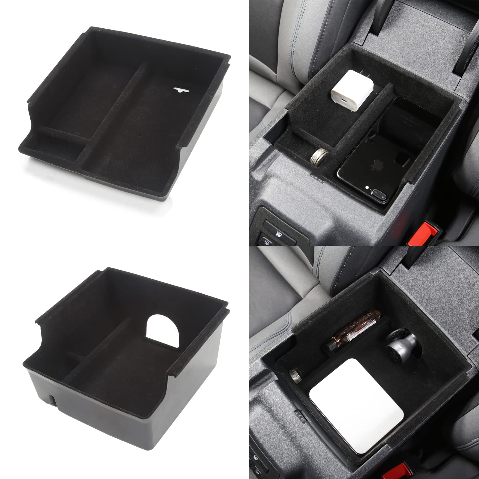 Erivis 2 PCS Fits for Ford Bronco Accessories 2021 2022 Center Console Organizer Tray Armrest Storage Box for 2/4-Door Ford Bronco