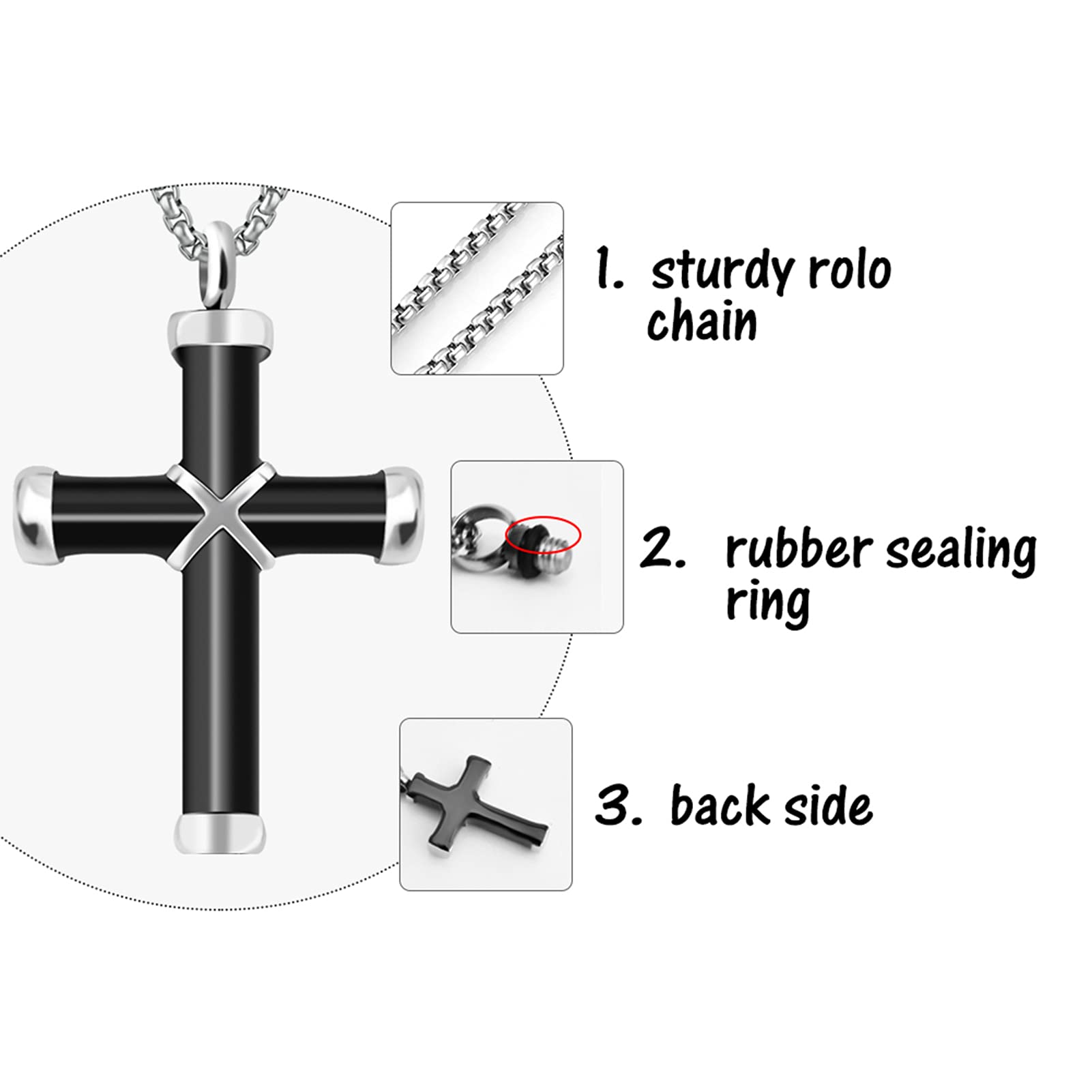 Dletay Cremation Jewelry for Ashes Urn Necklace Memorial Pendant Keepsake Jewelry(Black)