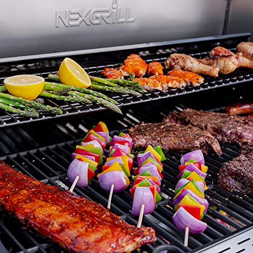 Nexgrill Deluxe 5-Burner Propane Barbecue Gas Grill with Side Table and Ceramic Searing Side Burner, 771 sq. in., 75000 BTUs, Black, Outdoor Cooking, Patio, Barbecue Grill, 720-1046A