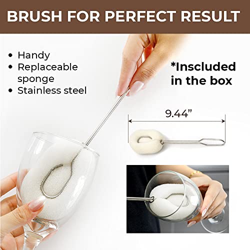 Glass Rinser for Kitchen Sink with Cleaning Brush | Stainless Steel Bottle Washer | Faucet Cup Washer Sink Attachment Accessory for Bar Sink