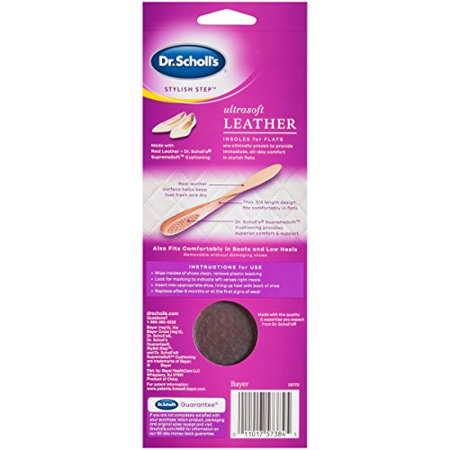 Dr. Scholl's Ultrasoft Leather Insoles for Flats (Women's 6-10) // All-Day Comfort with Massaging Gel plus a Real Leather Surface