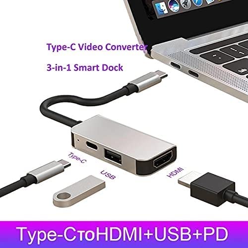 EYEARN USB Type C 3.1 to Compatible USB 3.0 Dock Hub 3 in 1 USB C Adapter 4K VideoCharge Converter Stable Performance, Solve The Problem of Fewer Ports