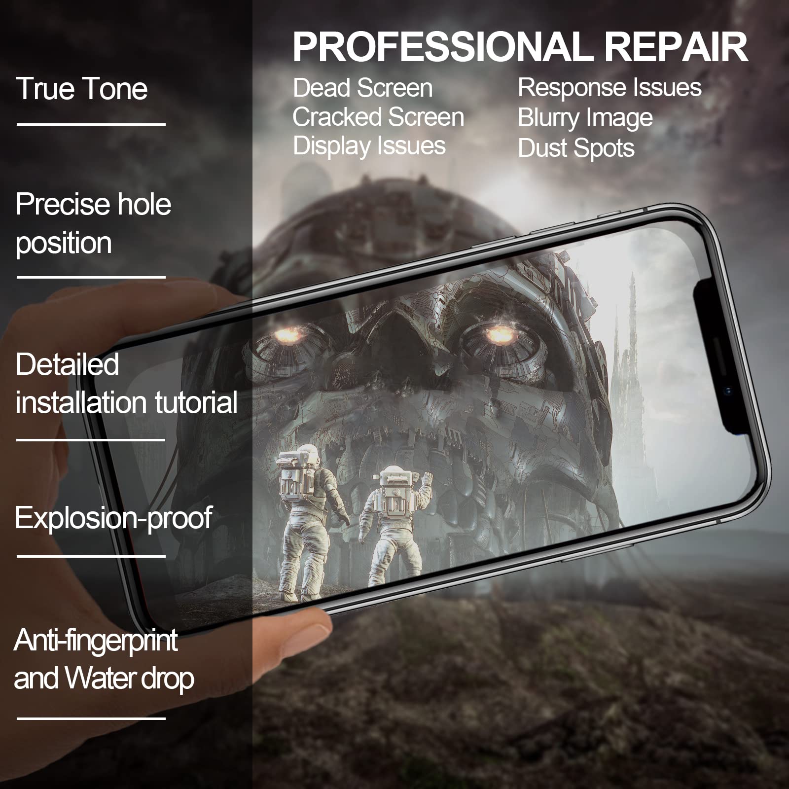 for iPhone 11 Pro Max Screen Replacement 6.5 inch 3D Touch Digitizer Frame Assembly with Adhesive,Tempered Glass, Repair Tools(A2161,A2220,A2218) LCD Display Repair Kit with Face ID
