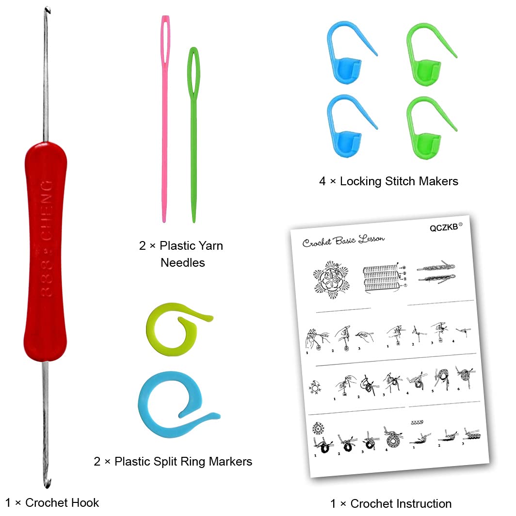 Crochet Yarn kit, 15 pcs Cotton Yarn Skeins for Crochet and Knitting with 9 Crochet Hook Set – Ideal Beginner Kit